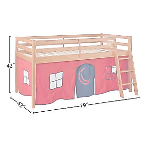 Alaterre Furniture Roxy Junior Loft - Cinnamon with Red and Blue Bottom Tent