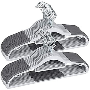 OranWood Gray Plastic Clothes Hangers 30pack Space Saving Coat Hanger,Non-Slip Pants Hanger,360° Swivel Hook Pants Hangers,0.2 inches Thickness, 16.5”L x 0.2”W x 8.6”H