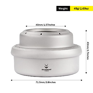 SILVERANT Titanium Ultralight Alcohol Multifuel Stove With Windshield & Cross Stand - For Camping, Backpacking, & Hiking With Drawstring Case (Alcohol Stove with Wind Shield)