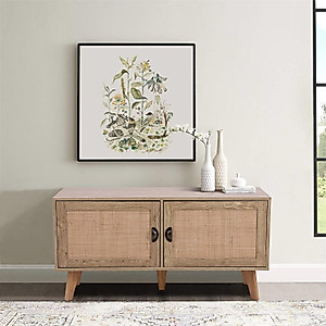Sophia & William TV Stand for TV's Up to 50 inches, Media Entertainment Center Farmhouse TV Console Table with Storage Cabinet and 2 Natural Rattan Doors for Living Room and Bedroom