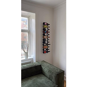 VintageView W Series 4 Wall Mounted Metal Wine Rack (12 Bottles, Matte Black)