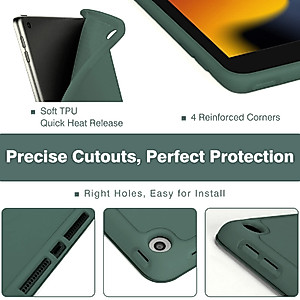 Dwopar iPad 10.2 Case, Protective Cover with Pencil Holder, Auto Sleep/Wake, Slim Soft TPU Back, Green