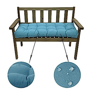 BOOMSHY 51"x20" Indoor/Outdoor Bench Cushion Cotton Garden Furniture Seat Cushion,Patio Wicker Seat Cushions with Ties for Lounger Garden Furniture Patio Lounger Bench (Blue)