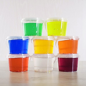 KEILEOHO 30 PCS 10 OZ Clear Plastic Bucket with Lids and Handle, Ice Cream Tub Containers, Round Plastic Pail Container, Freezer Food Storage Containers, Storage Containers for Snacks Food Fruit