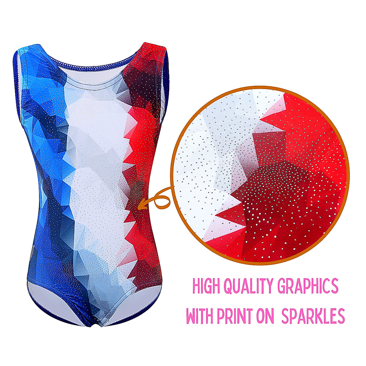 Dancina Patriotic Gymnastics Leotard Size 8 American Flag