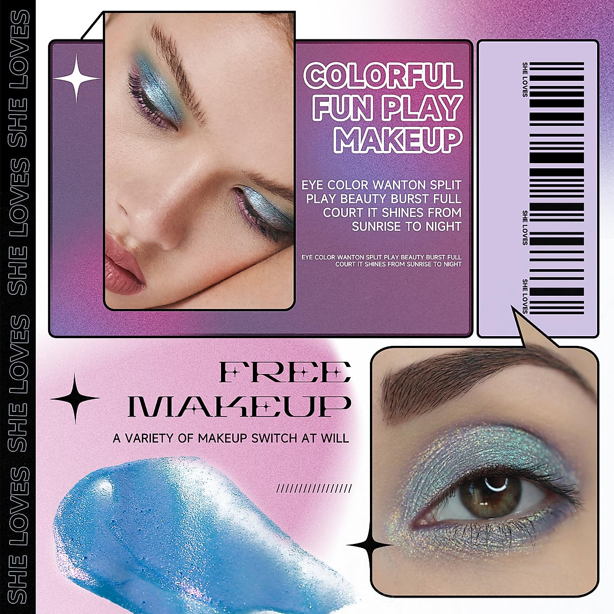 Easilydays 8 Colors Glitter Eyeshadow Liquid, Metallic Chameleon Eyeshadow Polarized Light Not Smudged Eye Shadow, Multi-Dimensional Finish For Bold Eye Looks Eye Makeup for Women and Girls Eye Brightening Flash Makeup (#03)