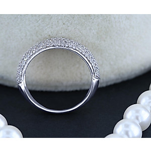 Dazzlingrock Collection 0.90 Carat (Cttw) Round White Diamond Women Anniversary Band, 10K White Gold, Size 5.5