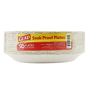 Glad Disposable Paper Plates for All Occasions | Round Soak Proof, Cut Proof, Microwaveable Heavy Duty Disposable Plates | 8.5" Diameter, 50 Count Bulk Paper Plates, Pink Flower Print