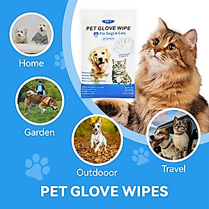 YUVEXAHOO Dog Wipes Cleaning deodorizing, Extra Thick Dog Wipes, Dog Washing Gloves for Daily pet Care and Travel, 6 PCS (Blue Packing, Extra-Thick)