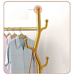60.3 Inch Portable Garment Racks,Heavy Duty Multifunctional Household Clothes Racks,Gold Freestanding High Capacity Coat Shelf,Lockable Wheels(Size:60cm)