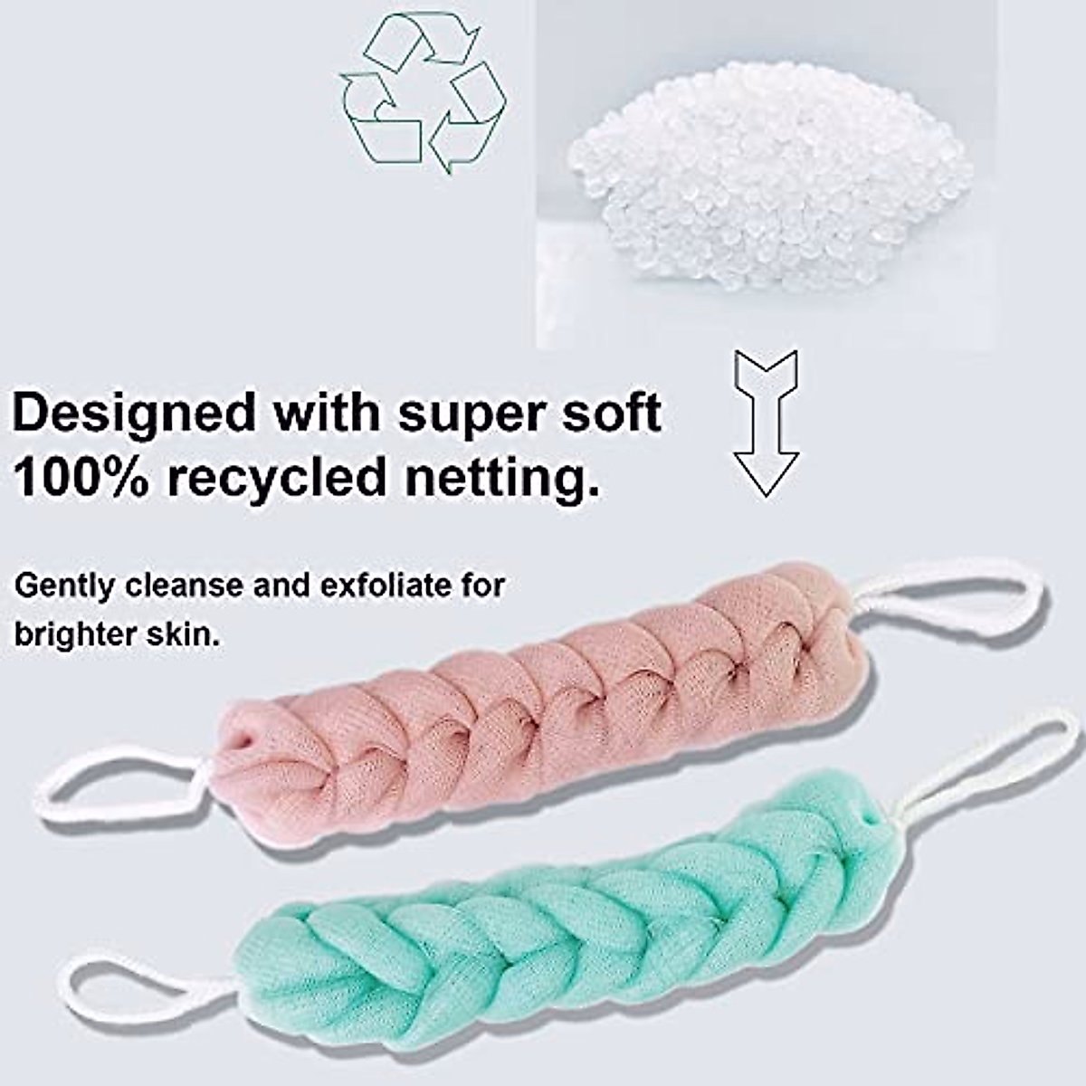 PPHAO - Back Scrubber for Shower - Long Loofah Sponge for Women - Bath Sponge - Loofah Back Scrubber for Shower Exfoliating for Men - 21.5 INCH - Green and Pink Loofah - 2 Pack