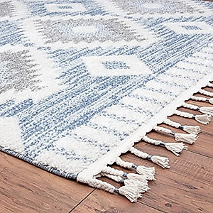 LUXE WEAVERS Ibiza Collection Blue Moroccan Geometric Area Rug 2x7