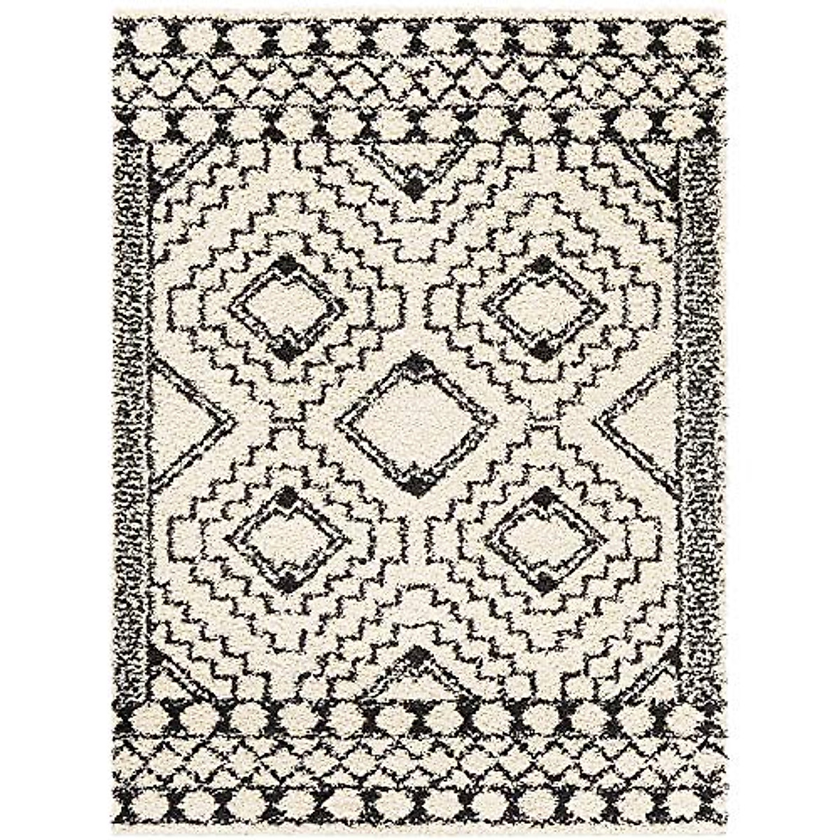 Artistic Weavers Moroccan Soft Ana Maria Shag Area Rug, 7'10" x 10', Cream/Charcoal