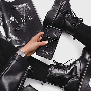 BURGA Phone Case Compatible with Samsung Galaxy A40 - Noir Origin Black Marble Cute Case for Girls Thin Design Durable Hard Plastic Protective Case