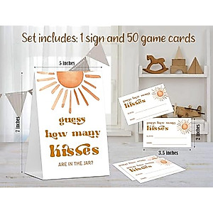 Guess How Many Game Guess How Many Kisses Game, 1 Standing Sign and 50 Cards, Here Comes the Sun, Sunshine Gender Neutral Baby Shower Decoration, Gender Reveal Party, Bridal Shower Favor Supplies-LT9