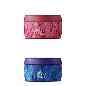 S'well S'nack Stainless Steel Food Container - 10 Oz - Rose Arbor and Azure Forest - Double-Layered Insulated Bowls