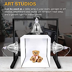 Simple Deluxe Clamp Lamp Light with 5.5 Inch Aluminum Reflector up to 60 Watt E26 Socket (no Bulb Included) 6 Feet 18/2 SPT-2 Cord,Silver and White,1 Pack