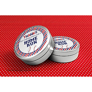 Baseball Home Run Sports Themed Teacher Appreciation Thank You Sticker Labels, 40 2" Party Circle Stickers by AmandaCreation, Great for Envelope Seals & Gift Bags