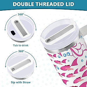 DIGTIA Stainless Steel Insulated Tumbler w/Handle & Straw, Fish Bright Double Wall Vacuum Travel Coffee Mug Cup w/Lid, Leak-Proof Sports Sea Life Water Bottle,30oz