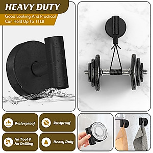 MOTAIPEAK Suction Cup Hooks for Shower,Heavy Duty Shower Hooks for Inside Shower,No Drill Wall Mounted Towel Hooks for Bathrooms Wall,Kitchen,Glass,Mirror,Tile to Hang Towels,Robes,Coat-Black(2 Pack)