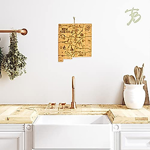 Totally Bamboo Destination New Mexico State Shaped Serving and Cutting Board, Includes Hang Tie for Wall Display