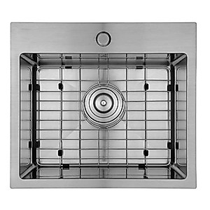 Starstar 19.75 x 16.75 inch Drop-in Topmount 304 Stainless Steel Single Bowl Bar/Kitchen/Laundry/Yard/Office Sink (With Grid)