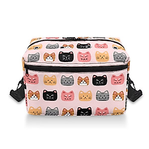 Kathyboom Cute Cats Yarn Storage Organizer Stain Resistant Yarn Bag with Shoulder Straps, Knitting & Crochet Supplies Yarn Holder Crochet Gift