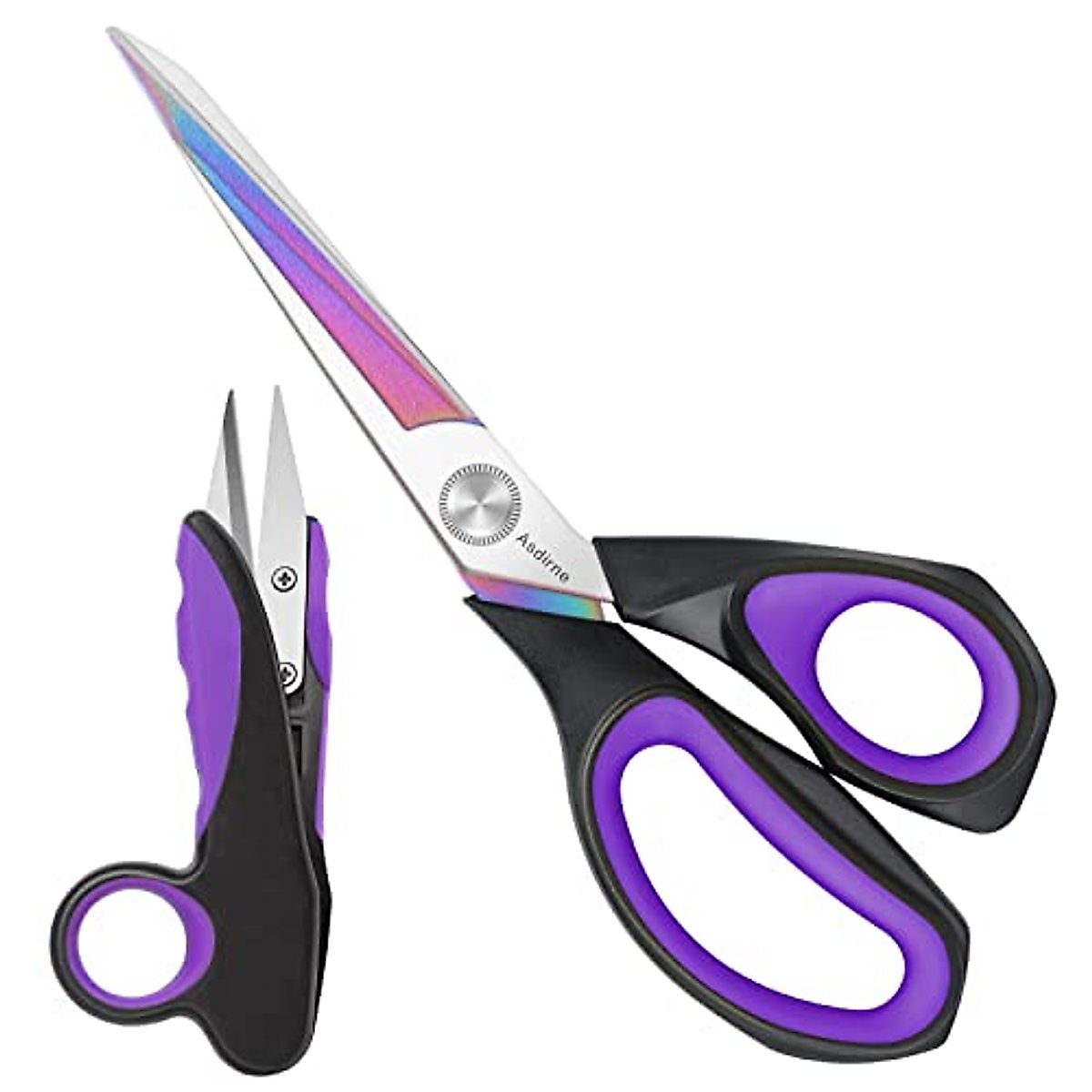 Asdirne Professional Fabric Scissors Set, Titanium Coating Sewing Scissors, Ultra-Sharp Blade Tailor Scissors, Ergonomic Rubber Handle, Great for Craft, Sewing and Daily Use, 9.4"/5”, Set of 2