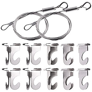 Glarks 12Pcs 2 Inch Drop Ceiling Hooks with Hanging Wire Set, 10 Pack Ceiling Hangers and 2Pcs Adjustable Stainless Steel Wire with Loop and Hook for Hanging Plants, Lights, Decorations up to 20 lbs