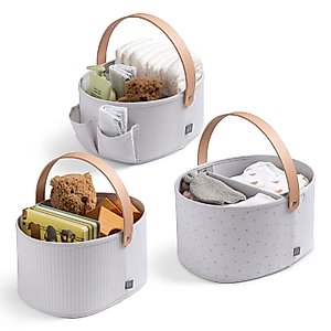 Delta Children GAP babyGap 3-Pack Nested Fabric Storage Bins with Handles, Grey