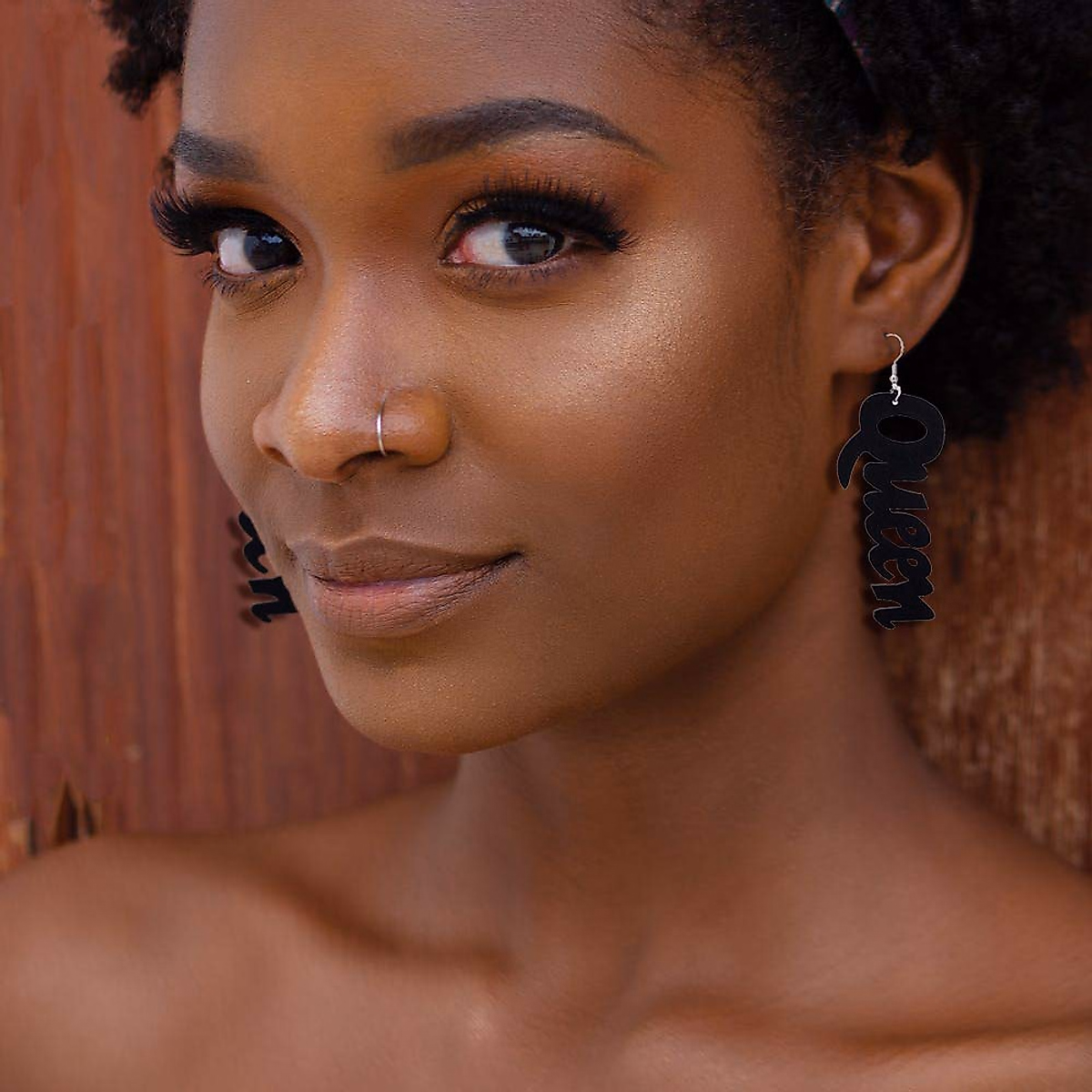 BOMAIL 20Pairs African Wooden Earrings for Women Round Wood Painted Earring Drop Earring Ethnic Style (D20P)