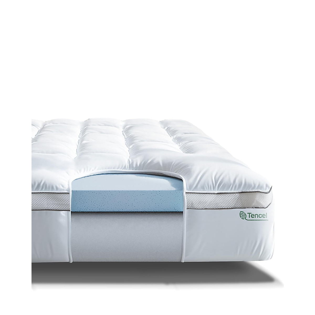 ViscoSoft 4 Inch Pillow Top Memory Foam Mattress Topper Queen - Cooling Hybrid Lux Dual Layer Mattress Pad - CertiPur-US Certified