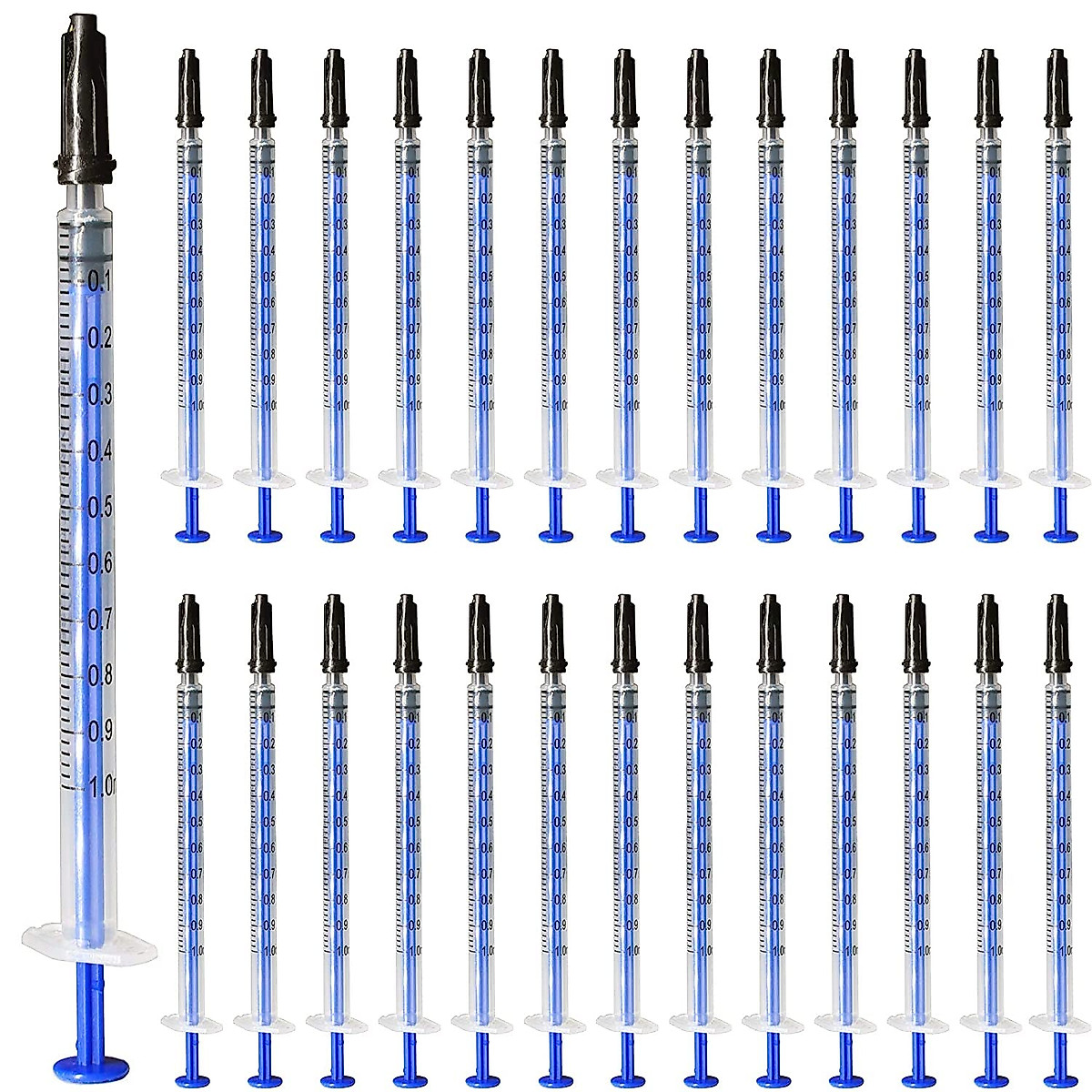100 Pack Plastic Syringe with Cap, 1ml 1cc Syringe without Needle, Non-Sterile, Not for Injection