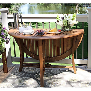 Overstock Eilaf Eucalyptus Round Folding Outdoor Dining Table - 43 inches