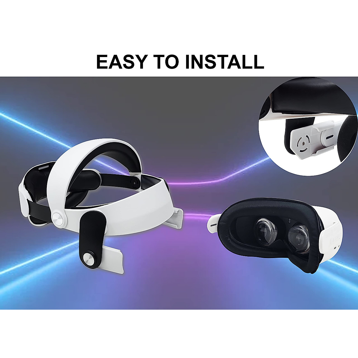 TNE Halo Headband for Oculus Quest 2 Headset Virtual Reality VR | Replacement Accessories for Oculus Quest 2 Elite Head Strap Reduce Head Pressure Enhanced Support (Soft Rear Cushion)