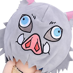 LINKOM Plush Dolls Tanjiro Nezuko Zenitsu Sitting Cute Toys Cushion Pillows Gift Collection for Kids Fans (20cm/7.87inch, Hashibira Inosuke)
