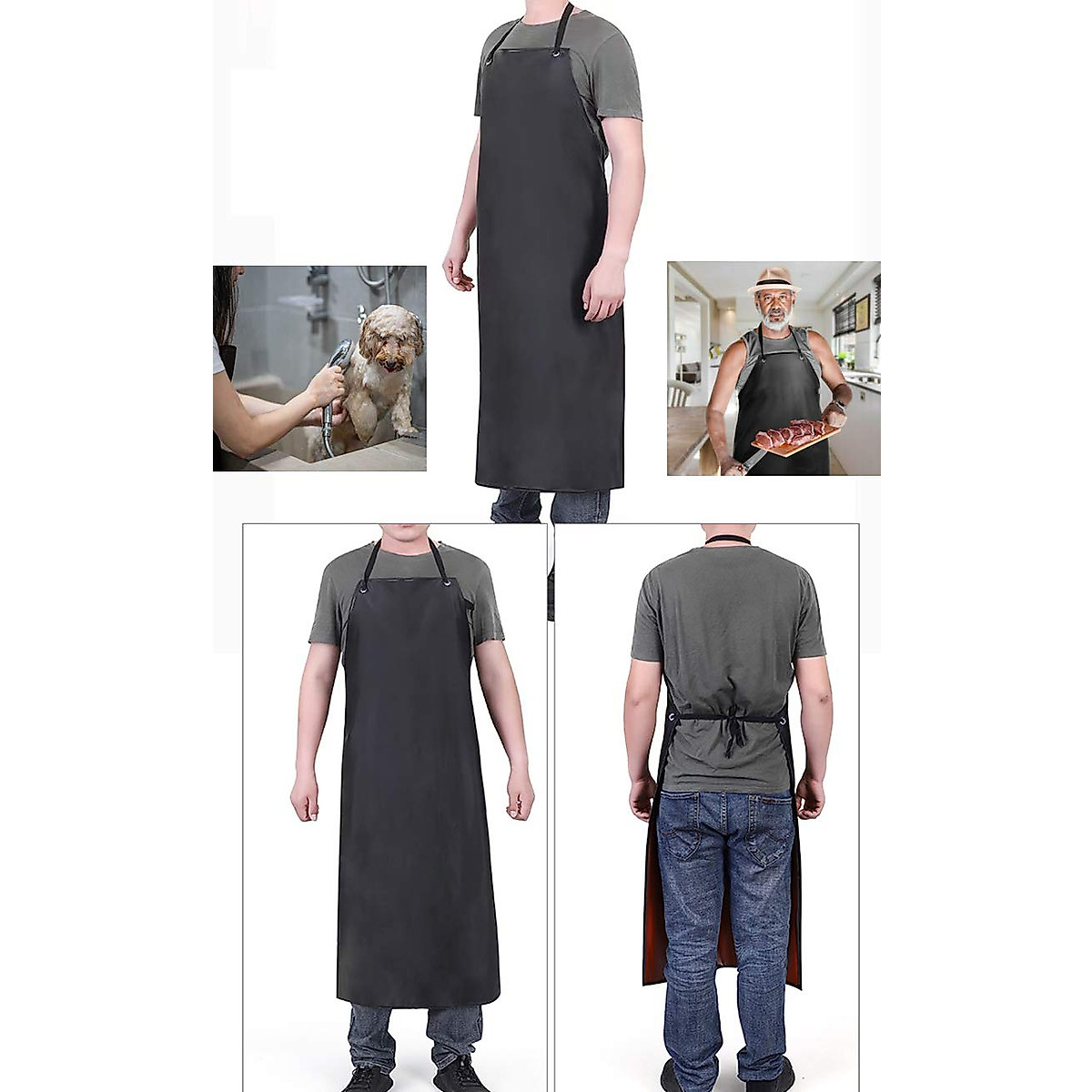 Waterproof Apron Rubber Vinyl, Heavy Duty 43" x 31" Plastic Apron Keeps You Clean and Dry When Dishwashing, Lab Work, Butcher, Dog Grooming, Cleaning Fish