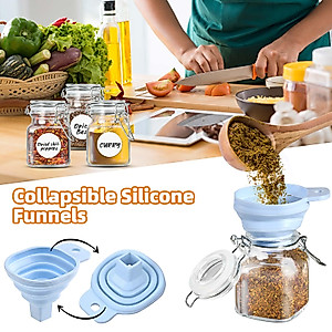 SKOCHE Spice Jars 15 Pack - 4 oz Small Glass Jars with Airtight Hinged Lids, Spice Herb Jars with Labels and Silicone Funnels, 4oz Glass Jars with Lids Ideal for Spice Herbs