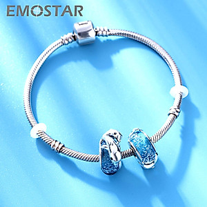 Mother/Child Dolphins Charms on Sea Blue Murano Glass Beads fit Pandora Mothers Day Bracelet, 925 Sterling Silver Playful Dolphine Beads Ocean Life Charm, Gift for Travel/Christmas