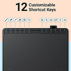 UGEE S1060W Wireless Graphic Drawing Tablet, 10X6.27 Digital Art Pen Tablet with 12 Shortcut Keys,Battery-Free Pen 8192 Pressure Compatible with Android, Windows, MAC OS, Chrome OS,Linux