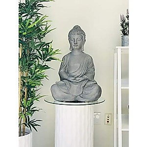 Kante 25.6" Lightweight Sitting Meditating Buddha Zen Indoor Outdoor Statue Natural Concrete
