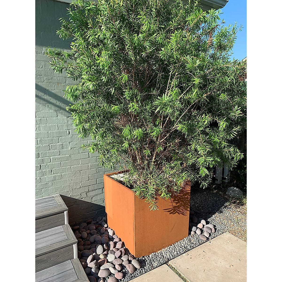 GZGNEEVL Corten Steel Planter Box Metal Square Planters Steel Large Planter Outdoor Tall Plant Durable Antique Detached for Commercial Residential Patio Deck and Backyard 26 Inch