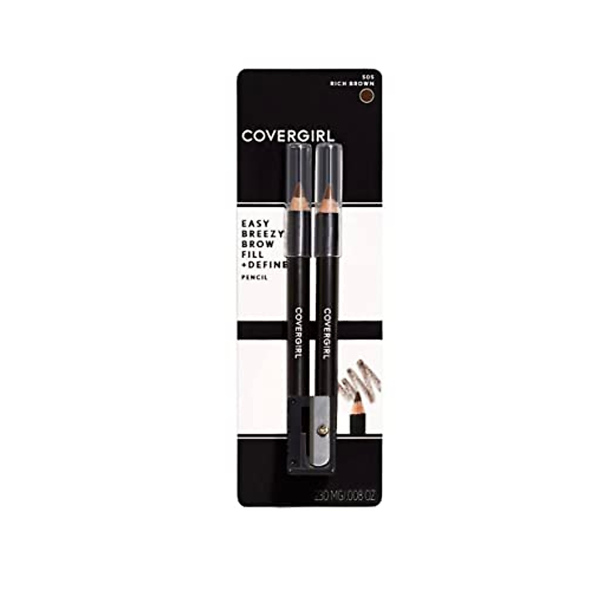 CoverGirl Easy Breezy Brow, Fill+Define Pencils [505] Rich Brown 2 ea​​ ( Pack of 4)​