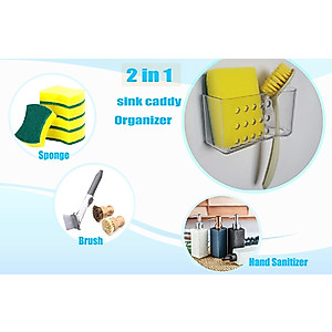 AMUONTY Sponge Holder for Kitchen Sink Suction,Plastic Sink Brush Sponge Caddy Sink Organizer-(5.7" x 2.4" x 3.1"),Clear