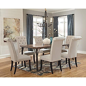 Signature Design by Ashley Tripton Classic Tufted Upholstered Armless Dining Chair, 2 Count, Beige