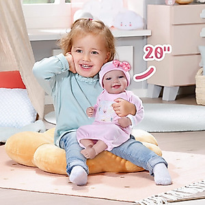 BABESIDE Lifelike Reborn Baby Dolls Leen- 20-Inch Sweet Smile Realistic-Newborn Baby Dolls Handmade Baby Feeling Real Life Baby Dolls Girl with Feeding Kit Gift Box for Kids Age 3+