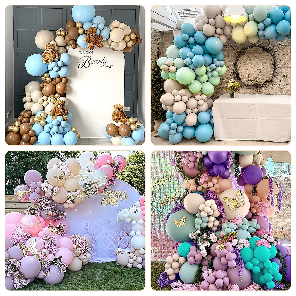 RUBFAC 87pcs Sand White Balloons Different Sizes 18 12 10 5 Inch for Garland Arch White Sand Party Latex Balloons for Birthday Party Graduation Wedding Anniversary Baby Shower Party Decoration