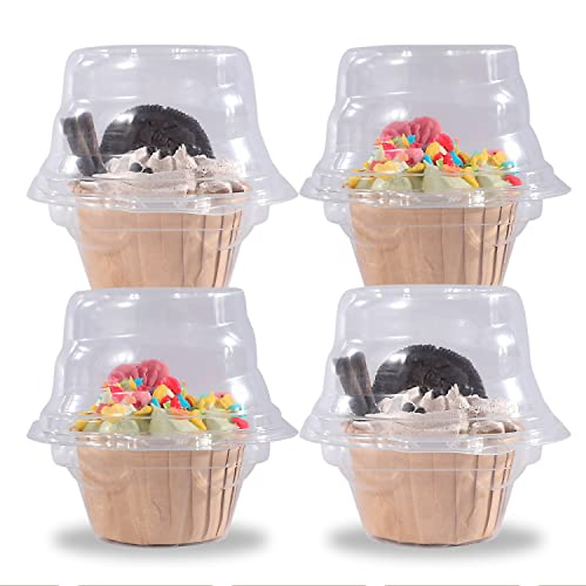 Cupcake Boxes, Individual Cupcake Containers, Disposable Cupcake Holders with Lid, Muffin Salad Dessert Hamburgers Fruit Cupcake Carriers 120 Pack.