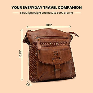 Sling Bags for Women Genuine-Leather - Vintage Multi Pocket Crossbody Purse (Copper)