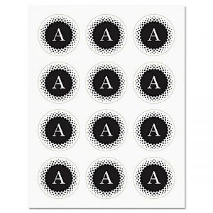 Current Personalized Initial Black and White Monogram Envelope Seals - Set of 72 Stickers, 1-1/2" Round, 6 Sheets